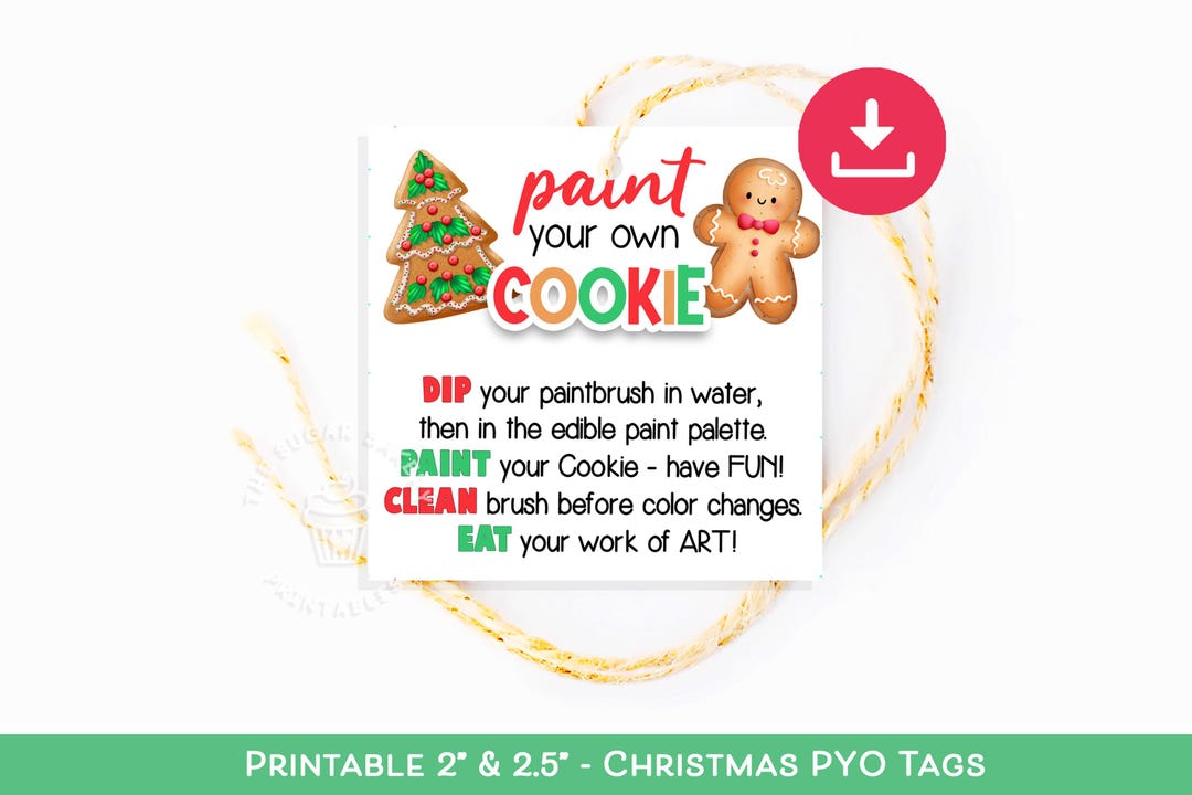PYO Cookie Kit Tags, PYO Christmas Cookies, Paint Your Own Instructions ...