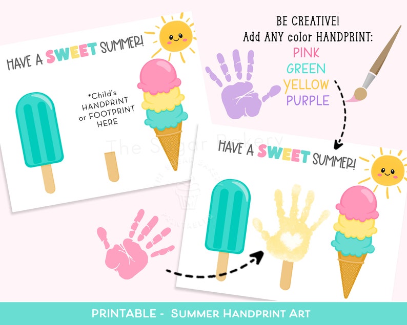 Summer Handprint Craft Printable Have a SWEET Summer ICE CREAM Popsicle ...
