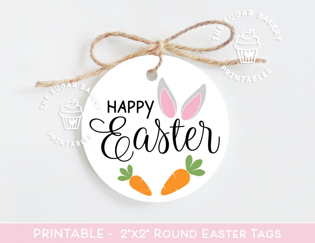 Happy Easter Tags, Easter Cookie TAGS, EASTER Bunny Ears Carrots Tag ...