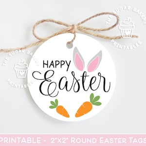 Happy Easter Tags, Easter Cookie TAGS, EASTER Bunny Ears Carrots Tag ...