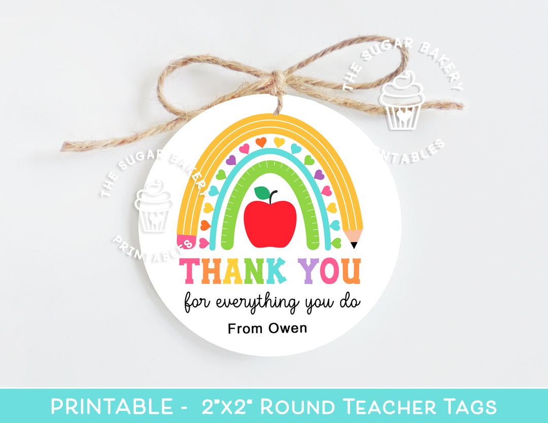 Teacher Appreciation TAG, TEACHER Thank You Gift Tag, Thank You Teacher ...