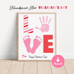 Valentine LOVE Handprint Art, Printable Valentine Craft, Preschool ...