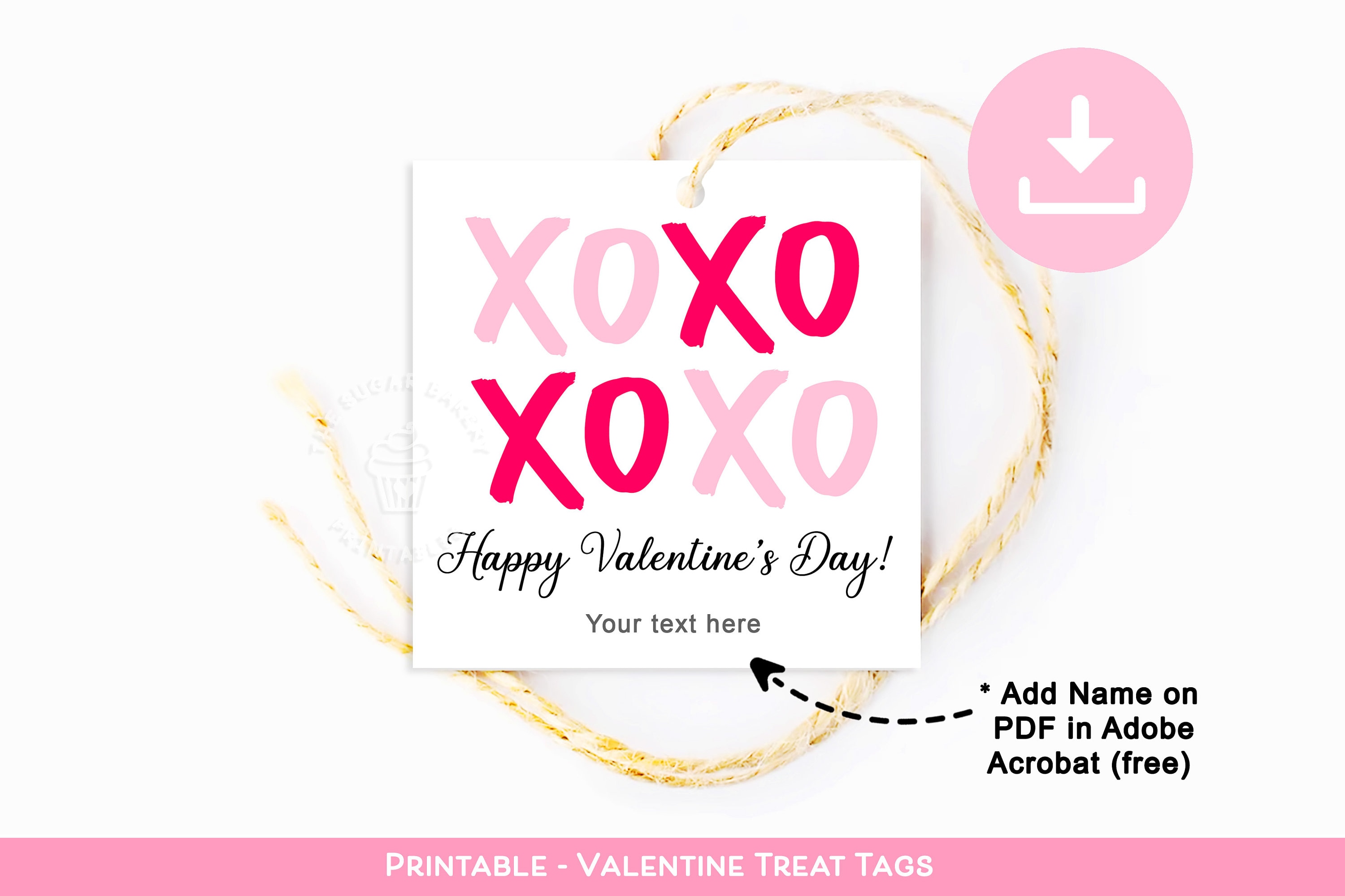 Printable Valentines Day Gift Tag, Hugs and Kisses Tags, XO Valentine ...