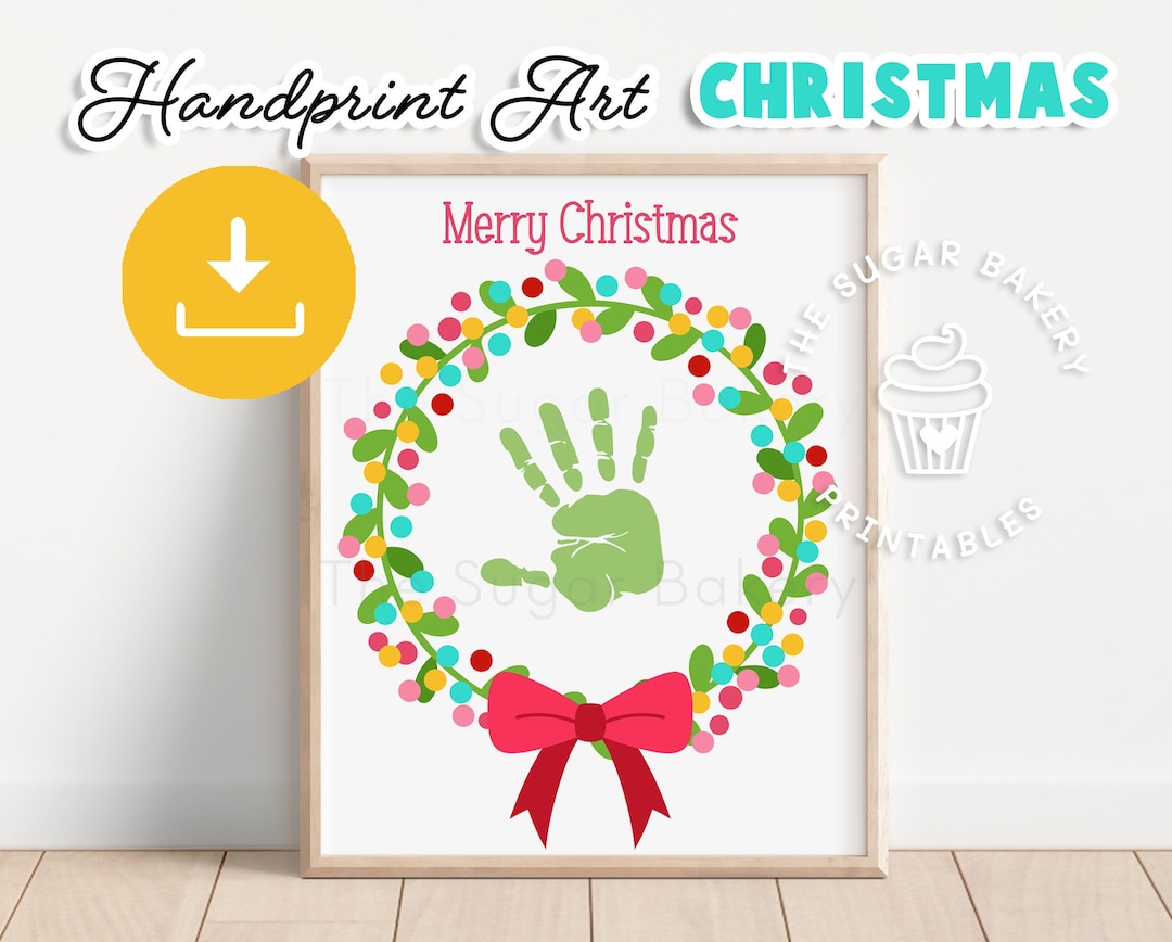 Christmas Handprint Wreath, Baby's First Christmas Handprint Art ...