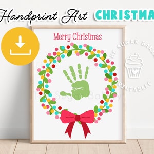 Christmas Handprint Wreath, Baby's First Christmas Handprint Art ...