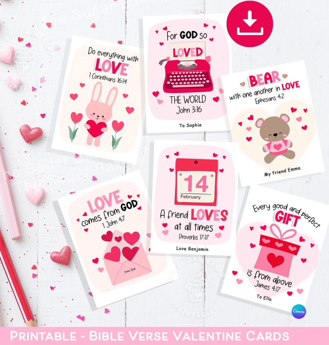Bible Verse Valentine Cards for Kids, Christian Valentines Printable ...