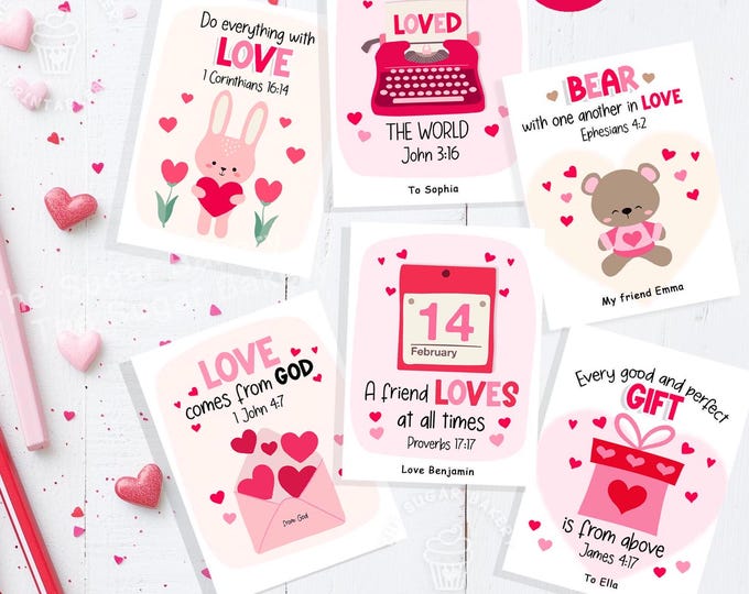 God's Love Bible Verse Note Cards | Printable Scripture Valentines ...