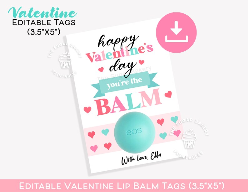 Editable Valentine LIP BALM Card You're the BALM Tag - Etsy