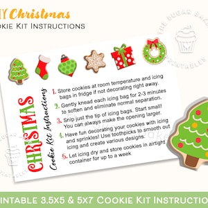 Printable CHRISTMAS DIY COOKIE Kit Instructions, 3.5x5" and 5x7" Cards ...