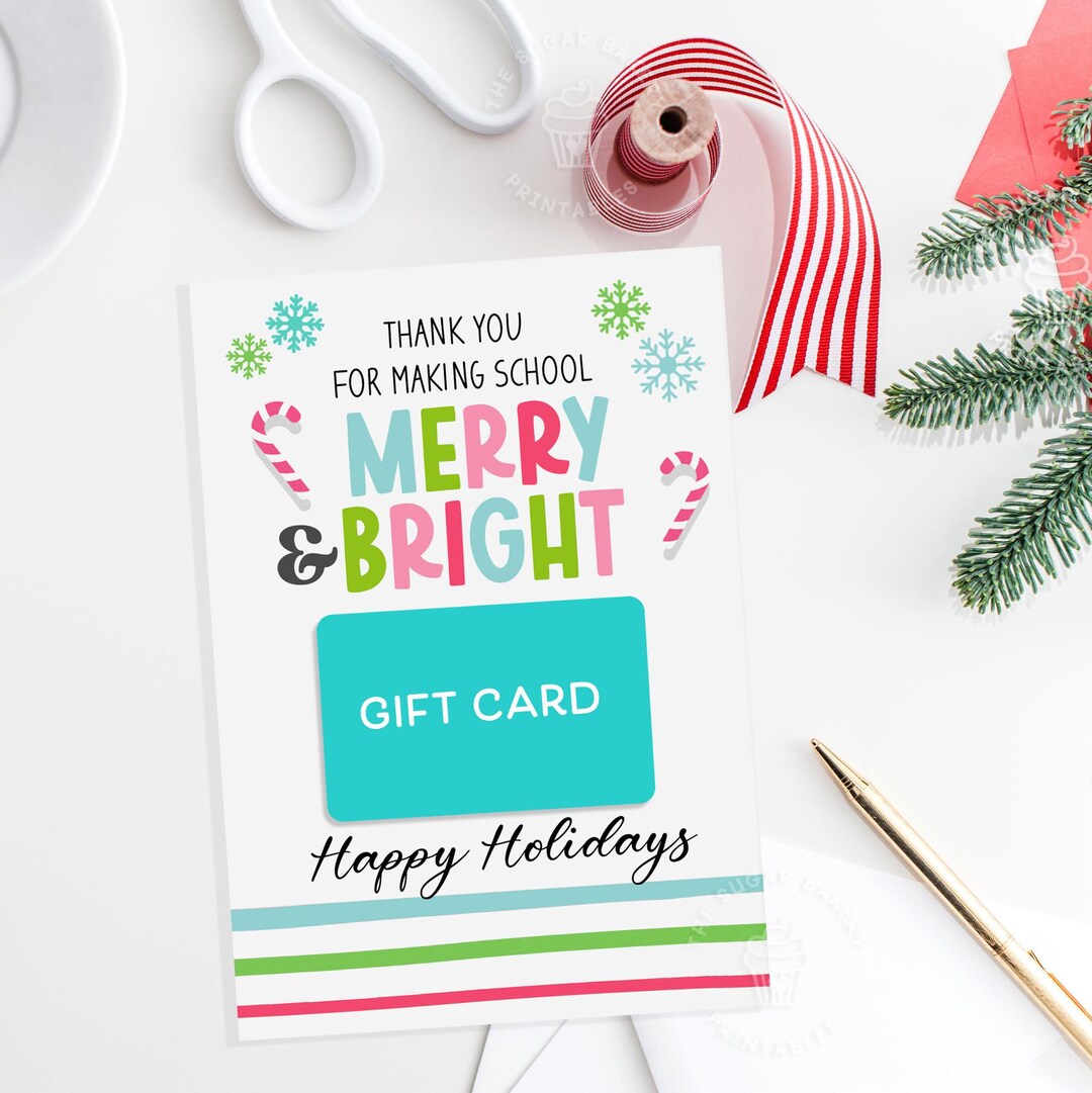 Printable Christmas Gift Card Holder for Teacher, Thank You for Making ...