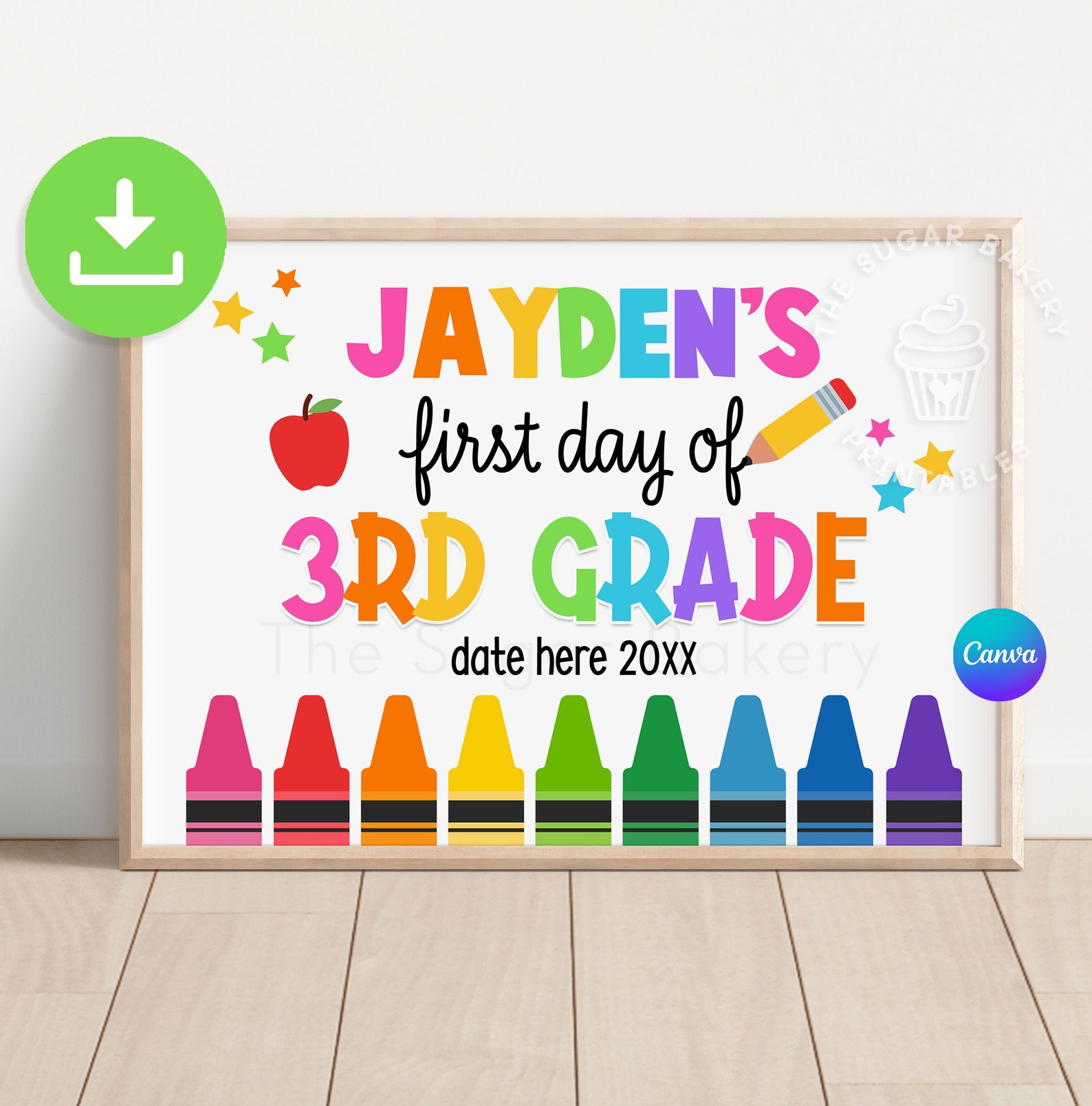 First Day of 3rd Grade School Sign Printable EDITABLE Back to 3rd Grade ...