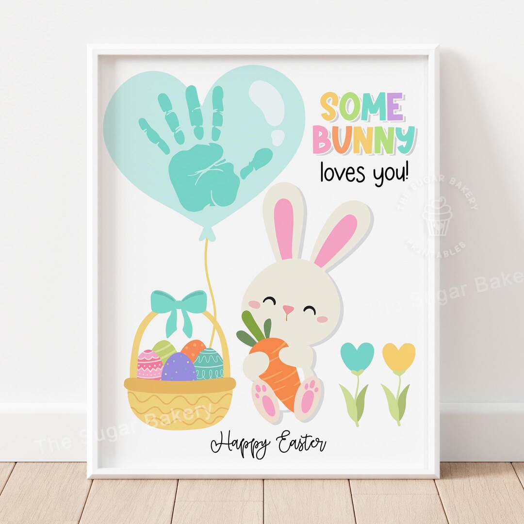 Easter Bunny HANDPRINT ART, Printable Easter Handprint Craft, Easter ...