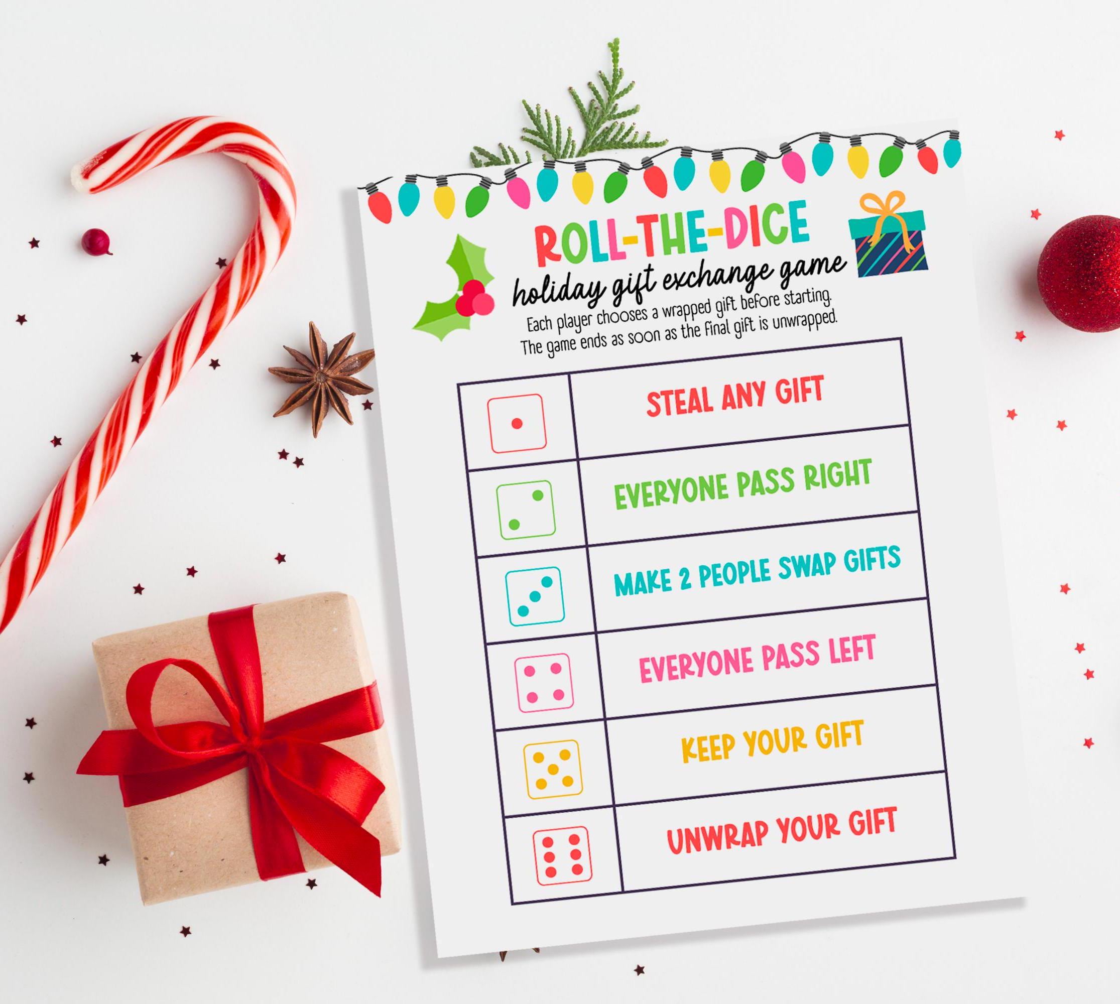 Christmas Dice Game Printable Christmas Gift Exchange Game, Christmas ...
