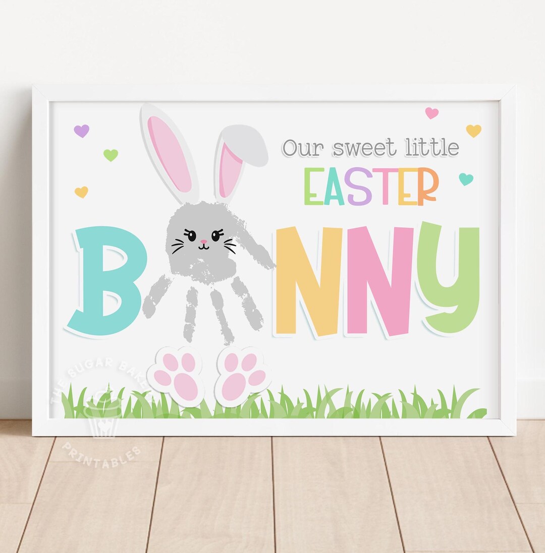 Easter Bunny Handprint Art, EASTER Footprint Handprint Craft, Keepsake ...