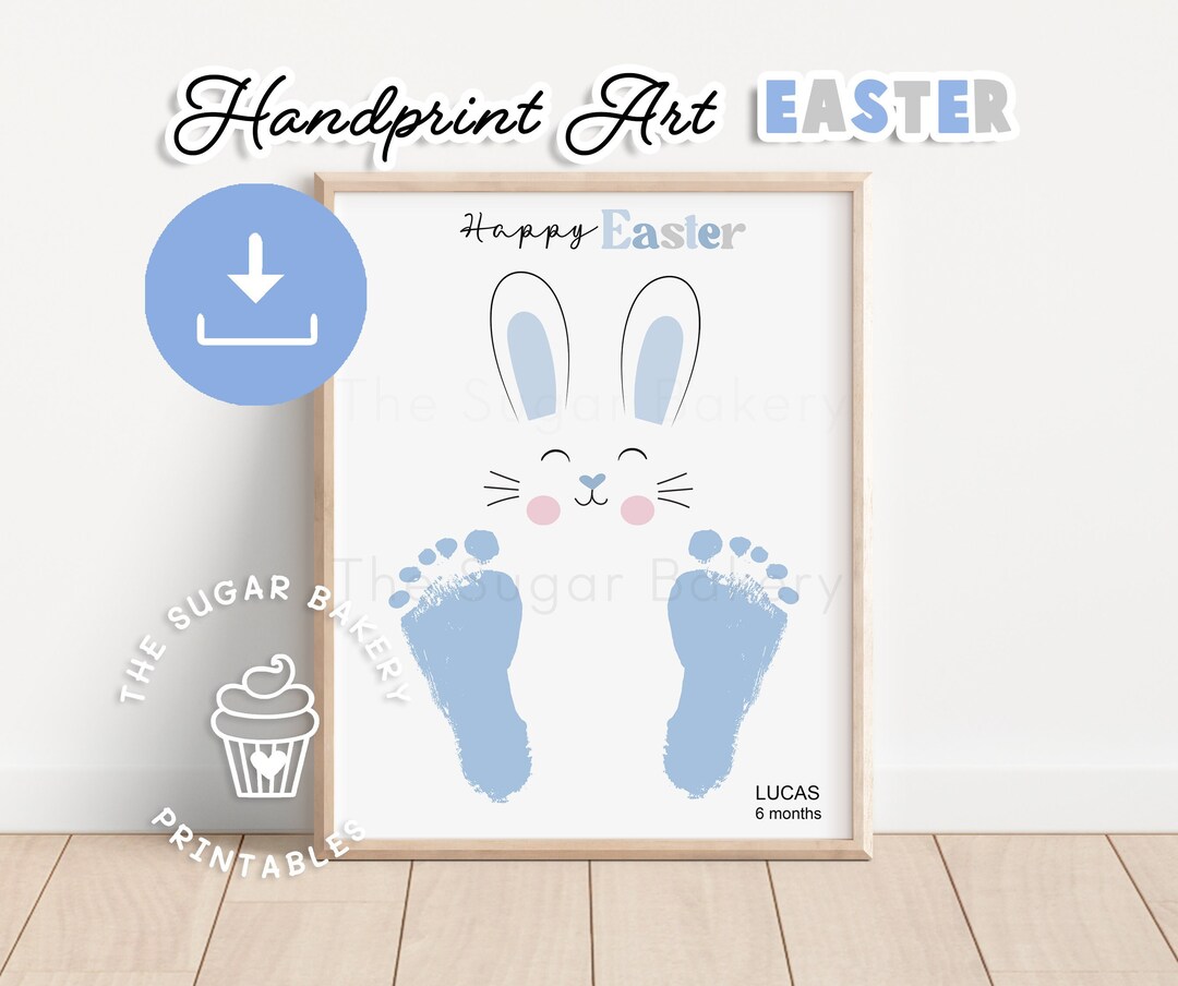 Easter FOOTPRINT ART, Printable Easter Bunny Footprint Craft, Crafts ...