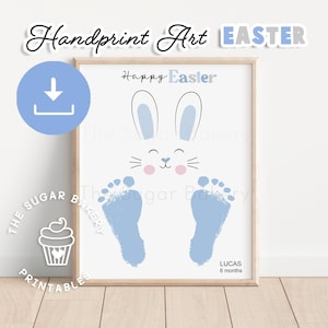Easter FOOTPRINT ART, Printable Easter Bunny Footprint Craft, Crafts ...