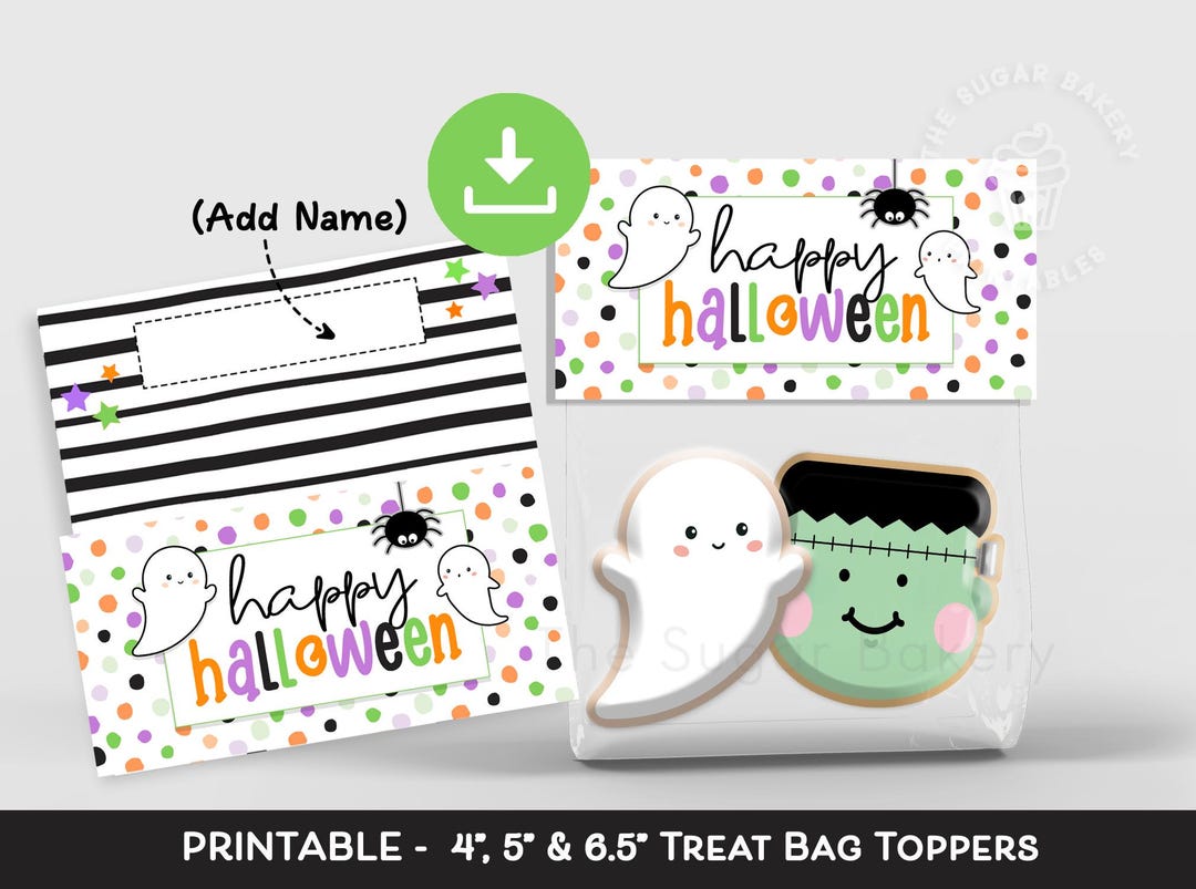 Halloween TREAT Bag TOPPER, 4", 5", 6.5" Goodie Bag for Kids, Halloween ...