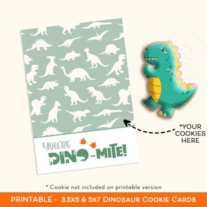 Dinosaur Cookie Card, Printable Dinosaur Cookie Card, You Are DINO-MITE ...