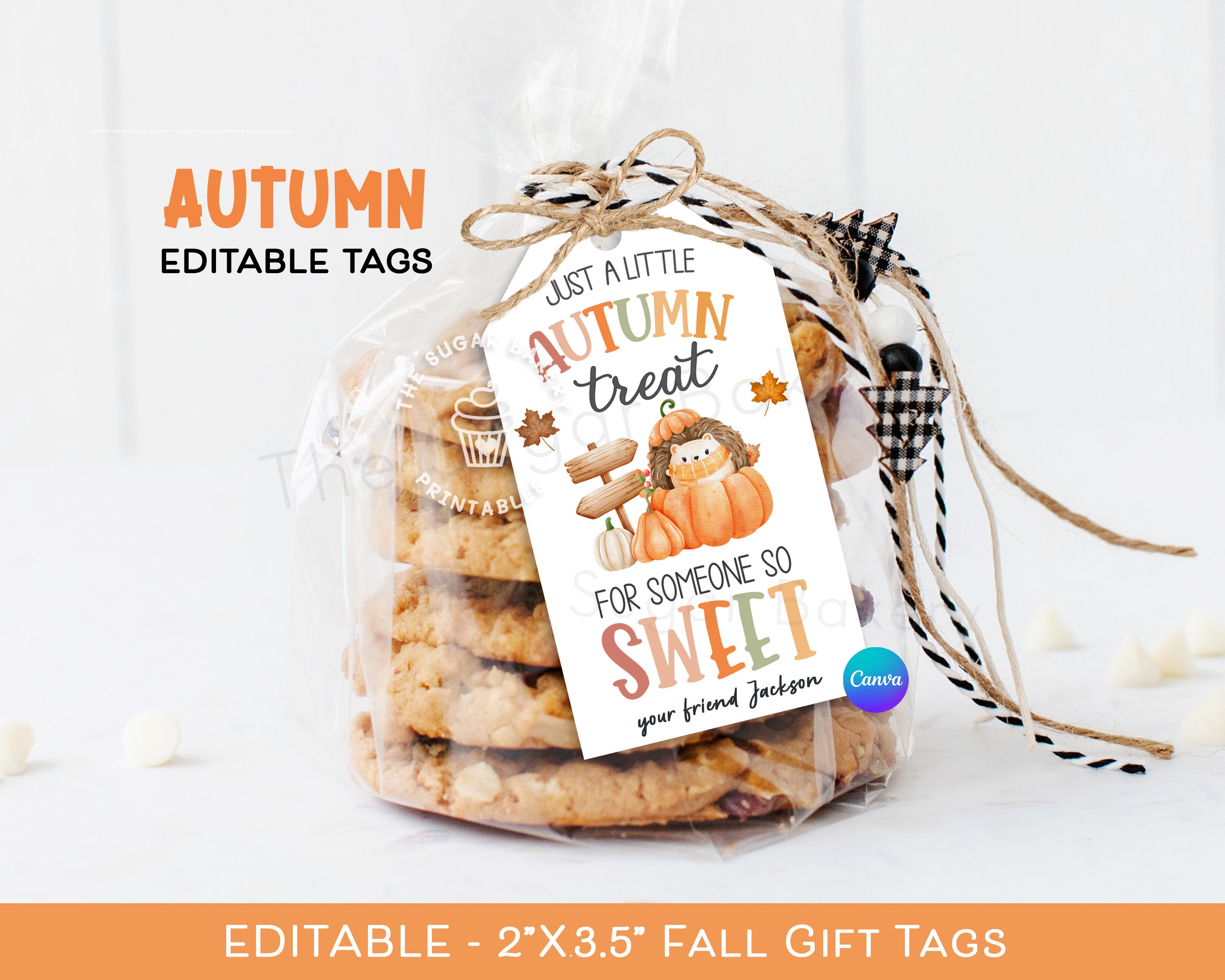 Printable Autumn Treat for Someone Sweet Tag, HEDGEHOG Pumpkin Tags ...