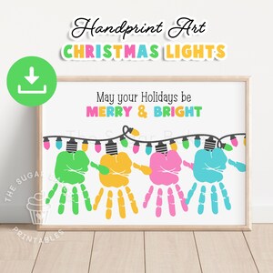Handprint Christmas Lights, Merry and Bright Christmas Lights Craft ...