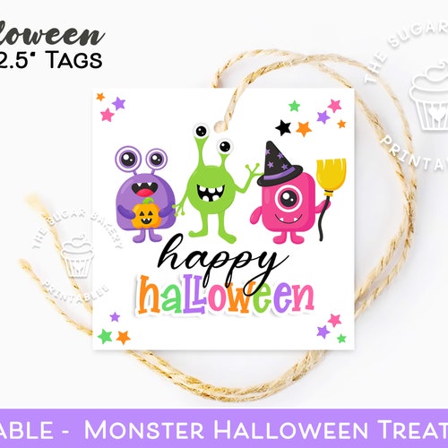 Printable Happy Halloween Gift Tag Trick or Treat Favor Bag - Etsy