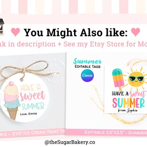 Have a SWEET SUMMER Tag, Popsicle Ice Cream Printable Treat Tag, End of ...