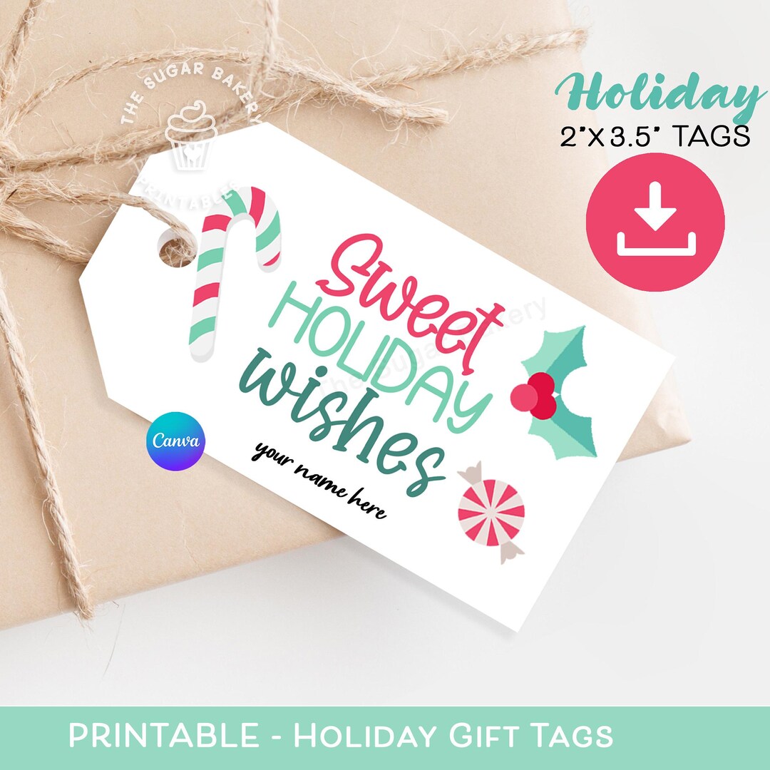 Christmas Sweet Treat Cookie Gift Tag, SWEET Holiday Wishes Gift Tag ...