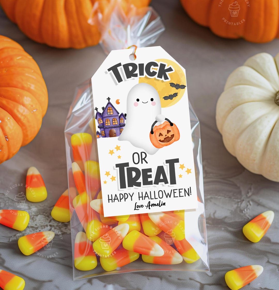 Trick or Treat HALLOWEEN Gift Tags, EDITABLE Halloween Gift Tag ...