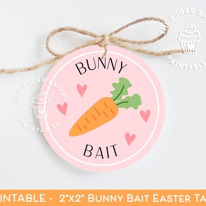 Printable Bunny Bait Tag, EASTER COOKIE TAG, Pink Bunny Bait Tag ...
