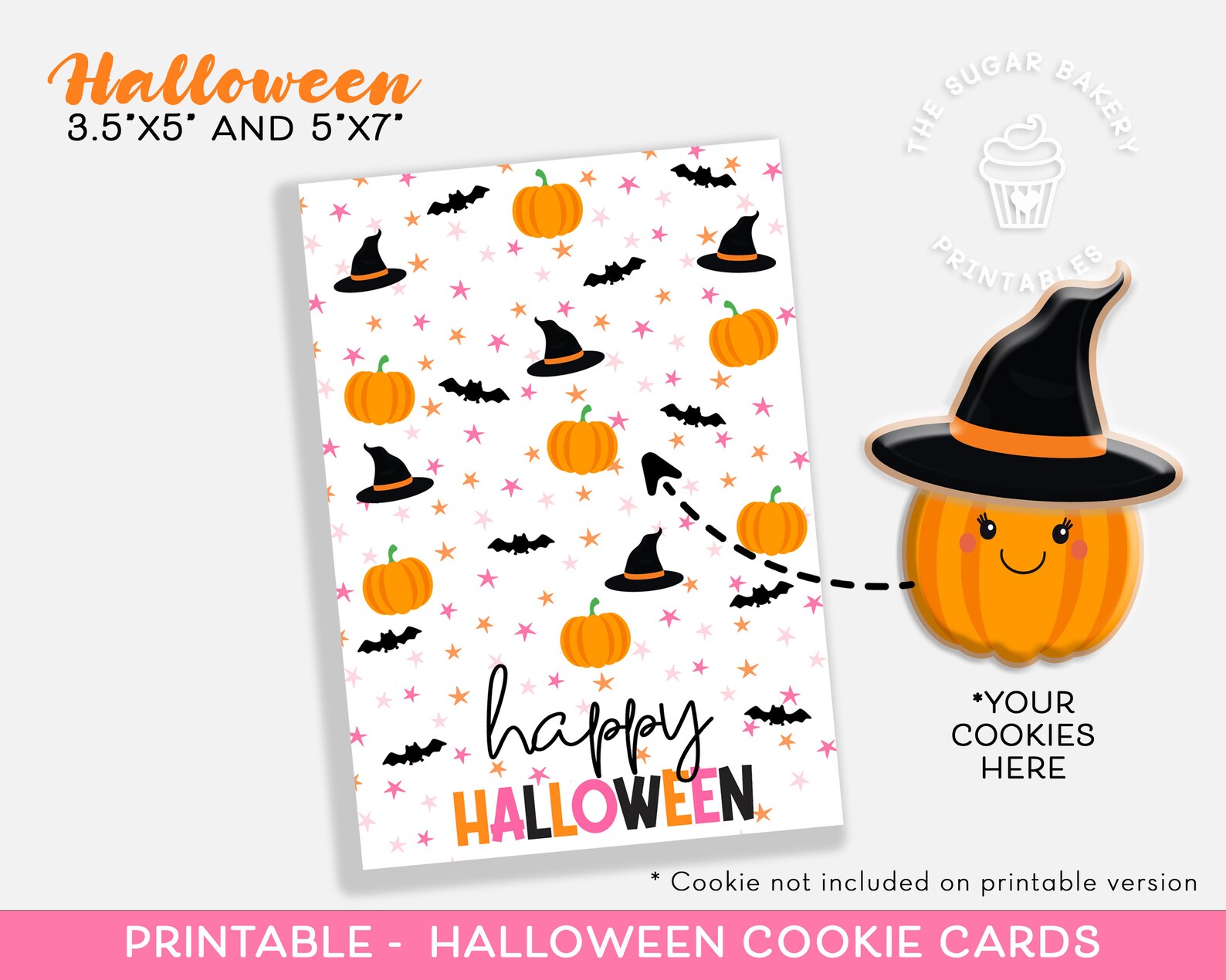 Happy Halloween Cookie Card 3.5x5 Mini Cookie Card 5x7 - Etsy