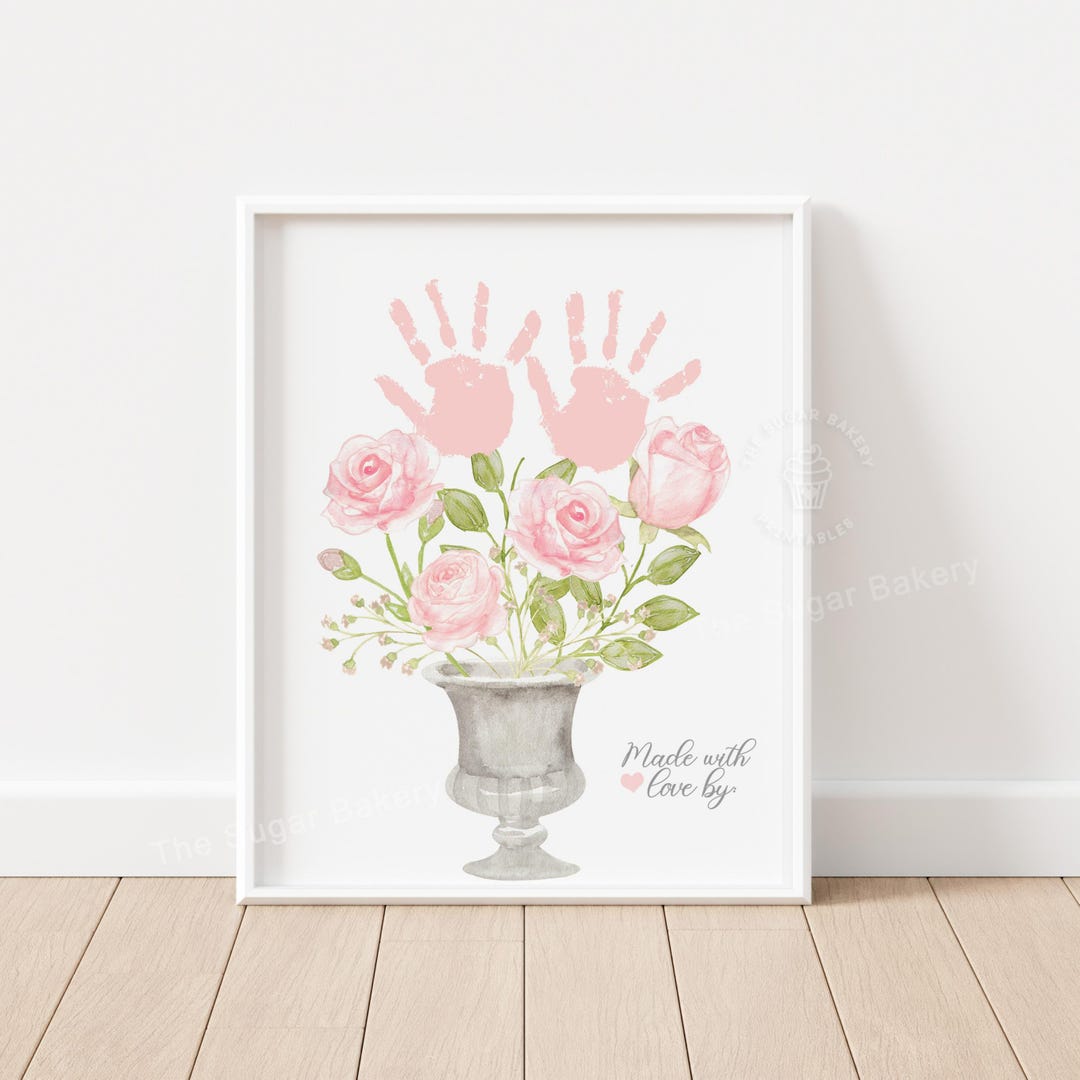 Mother's Day Handprint Art Floral Bouquet Gift for Mom Handprint Gift ...