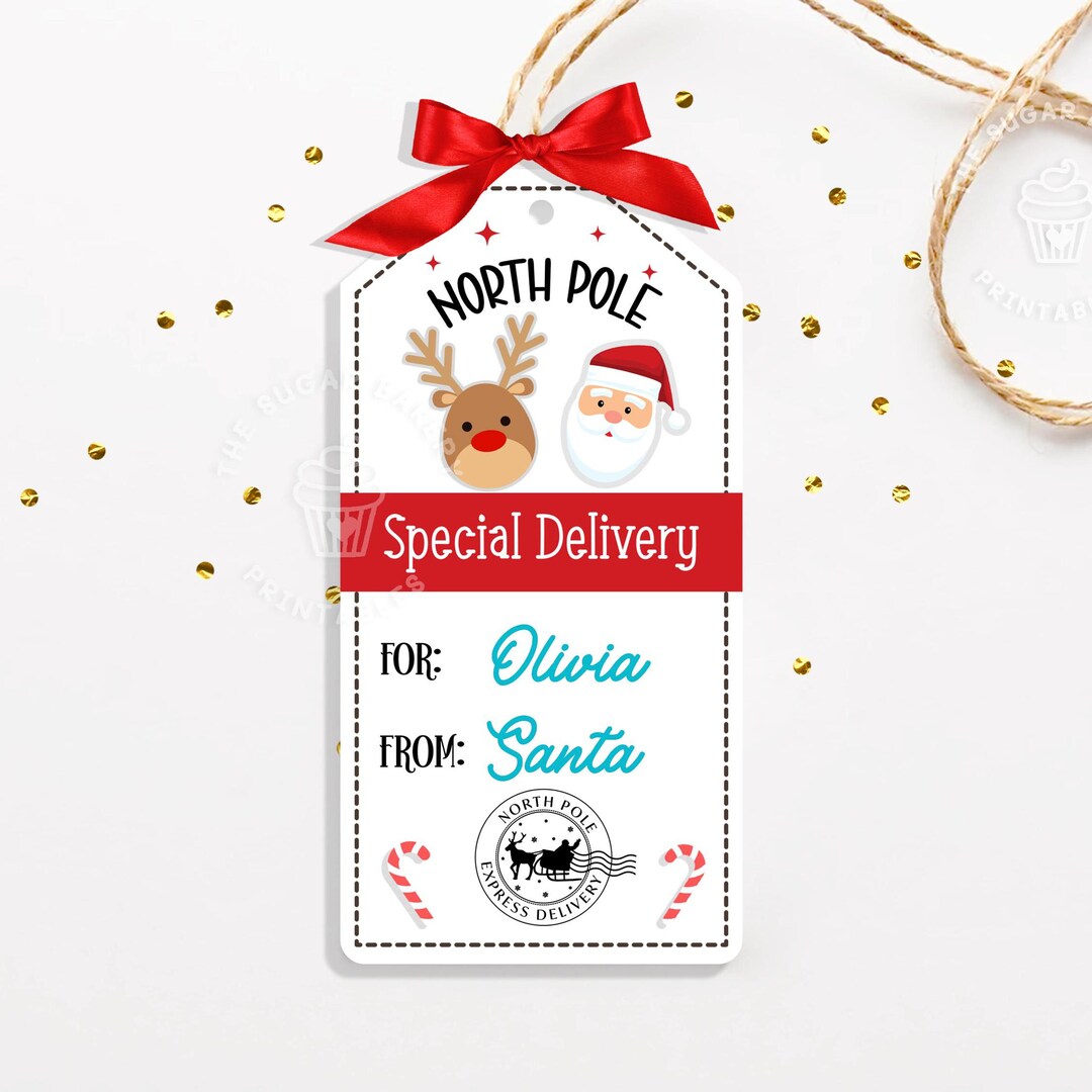 Editable Santa Claus Gift Tags, Special Delivery From the NORTH POLE ...