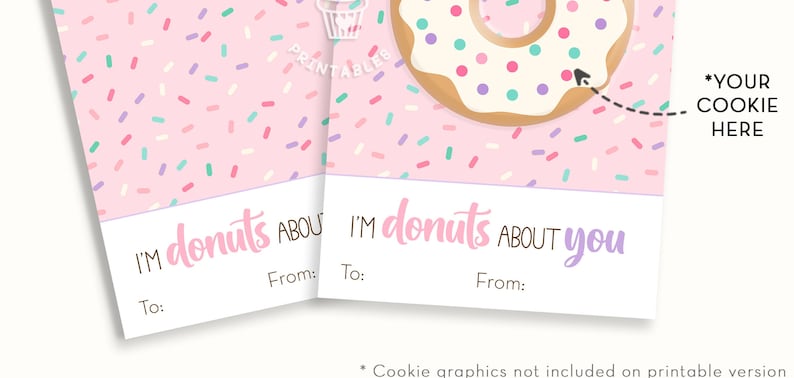 Printable Donut Cookie Card I'm Donuts About You - Etsy