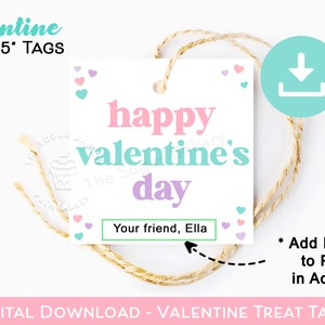 Happy Valentine's Day Tags, Printable Valentine's Day Cookie TAGS ...