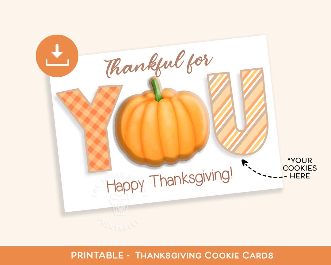 Thankful for YOU Cookie Card, FALL Cookie CARD, Autumn Cookie Card ...