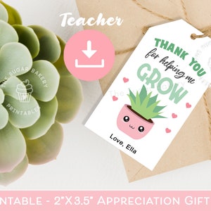 Thank You for Helping Me GROW Teacher Appreciation Gift Tags - Etsy