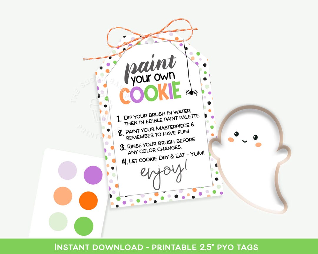 PYO Cookie Halloween TAGS, PYO Cookie Instructions & Directions, Paint ...