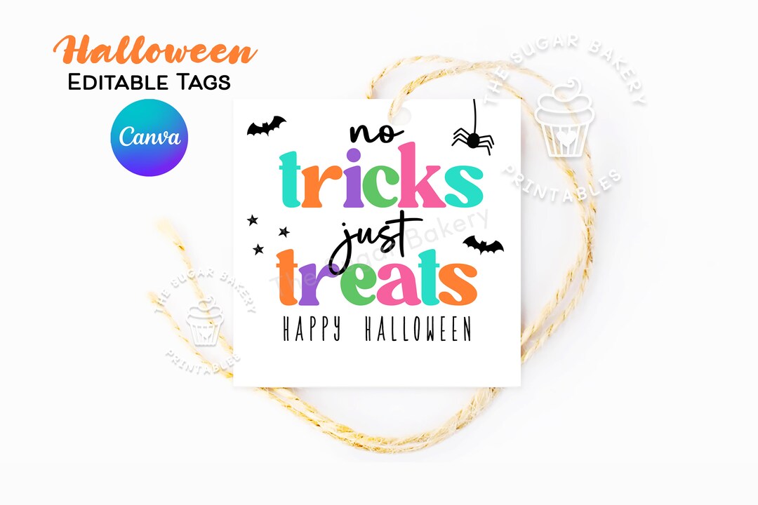 No TRICKS Just TREATS Printable Tags, Editable Halloween Favor Gift ...