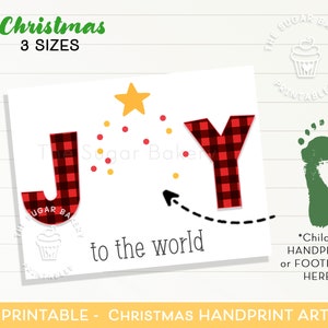 JOY to the World Handprint Art, Buffalo Plaid Christmas Tree, Preschool ...