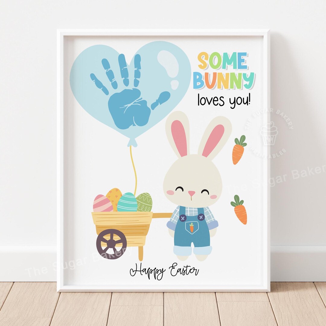 Easter HANDPRINT ART, Printable Easter Bunny Handprint Craft, Easter ...