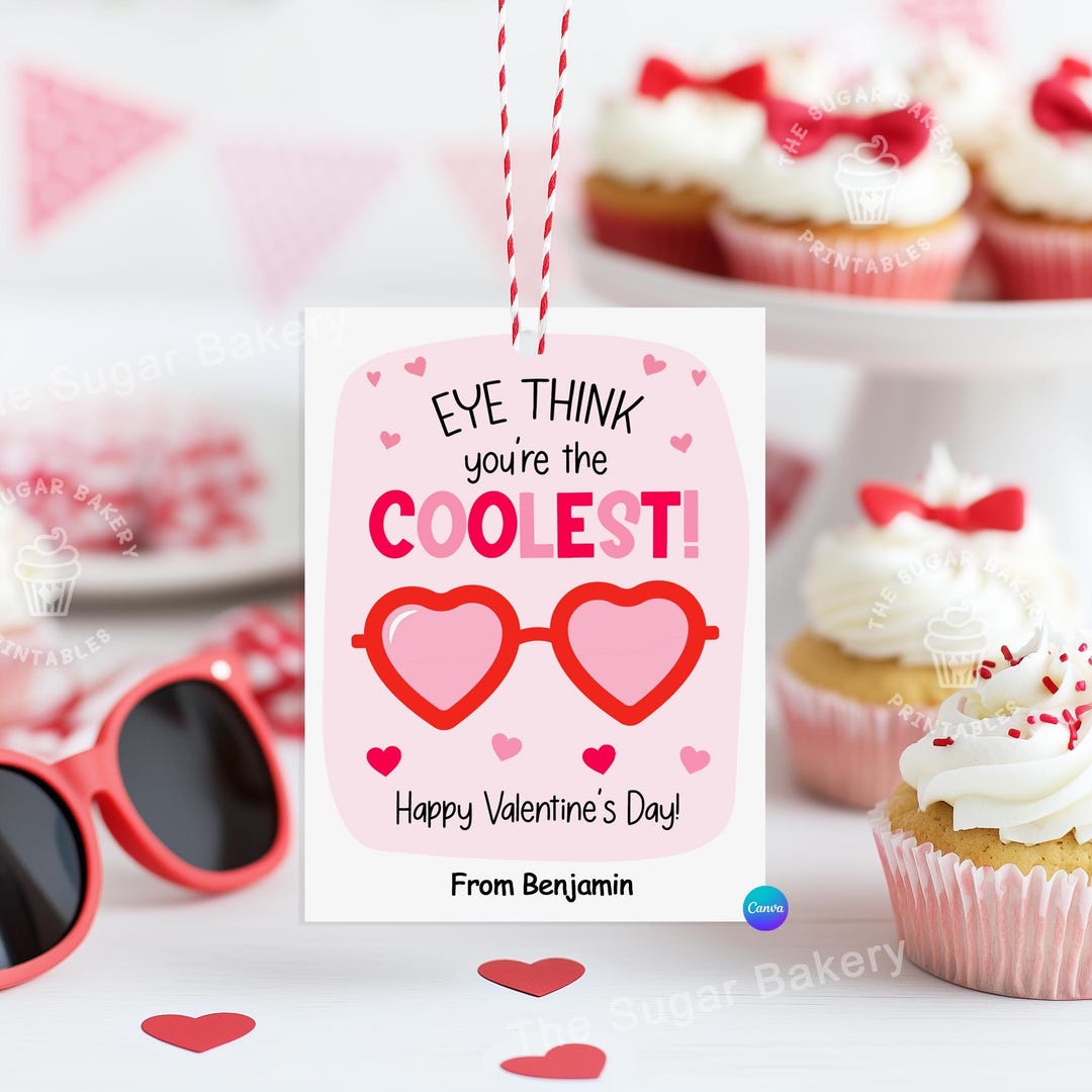 Printable HEART Sunglasses Valentine TAGS, You Brighten My Day ...