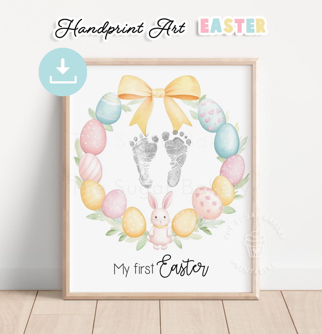 Baby's 1st First Easter Footprint Art, Easter Handprint Craft Printable ...