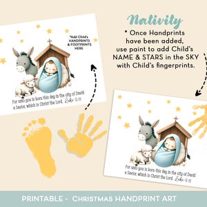 Christmas NATIVITY Handprint Art, Baby Jesus Bethlehem Manger Sunday ...