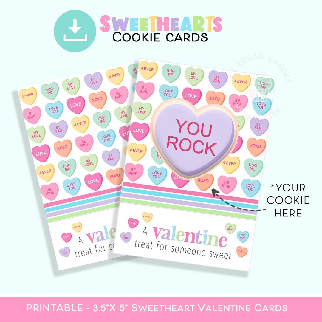 Conversation HEART Cookie Card, 3.5x5 Mini Cookie Card, Happy VALENTINE ...