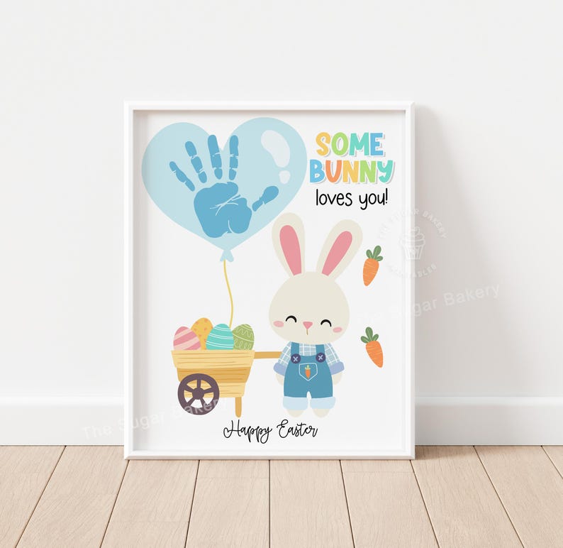 Easter HANDPRINT ART, Printable Easter Bunny Handprint Craft, Easter ...