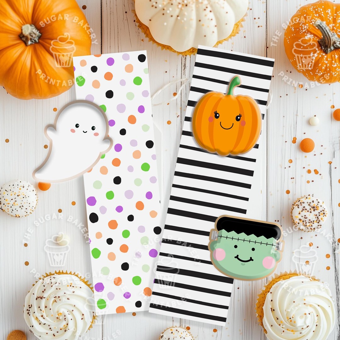 Printable Halloween Cookie Box Backers, Polka Dot & Stripes 10.5"x3 ...