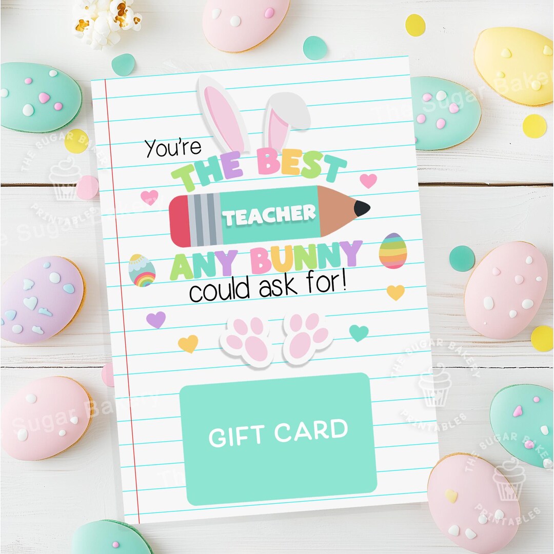 Printable Easter Teacher Gift Card Holder, Teacher Gift for Easter ...