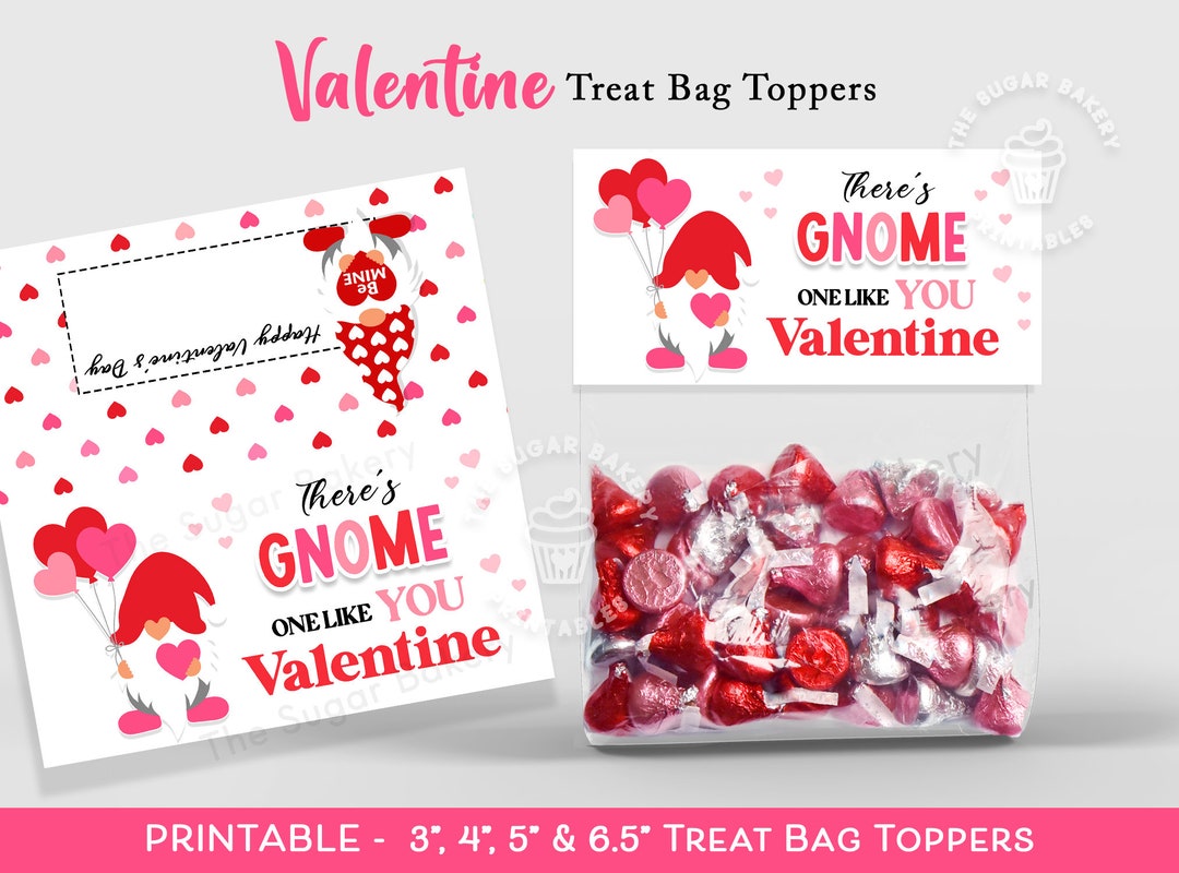 Valentine GNOME Treat Bag Topper, Valentines Day Cookie BAG TOPPER ...