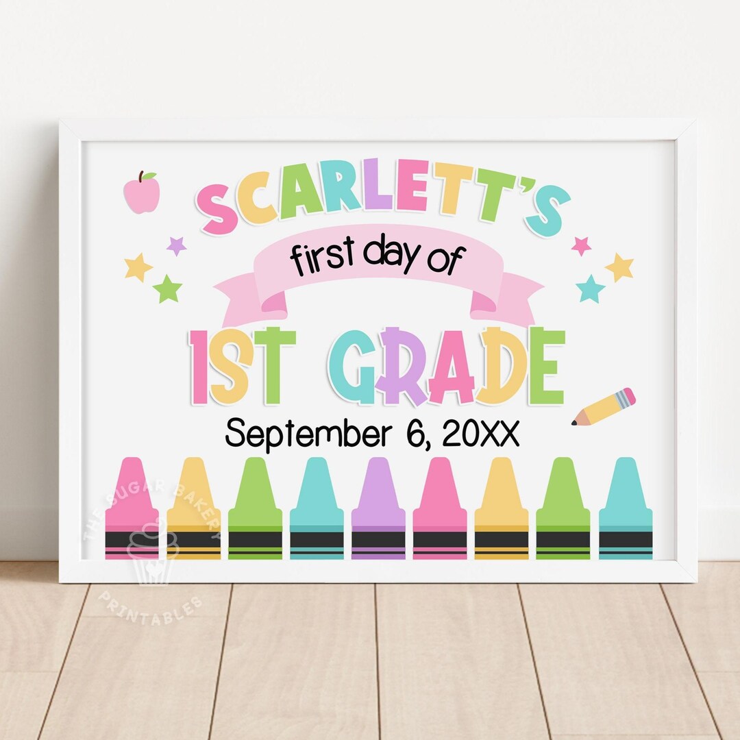 First Day of SCHOOL SIGN 1st Grade Printable EDITABLE Back to School ...