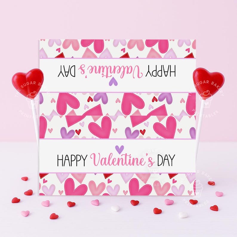 Valentine Treat Bag Topper, Valentines Day COOKIE BAG TOPPER, Happy ...